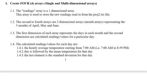 Solved 1 Create Four 4 Arrays Single And