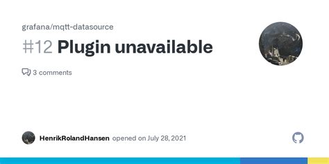 Plugin Unavailable · Issue 12 · Grafanamqtt Datasource · Github