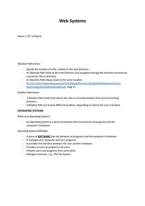 Web Systems Full Lecture Notes Week 1 To 10 Web Systems Week 1 10th Of March Absolute
