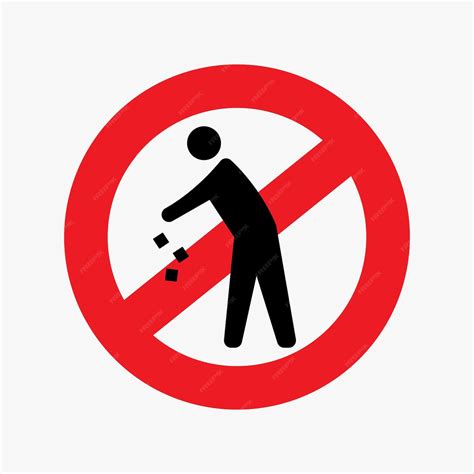 Señal Roja De No Tirar Basura Vector Premium