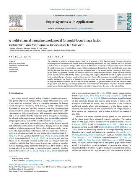 Pdf A Multi Channel Neural Network Model For Multi Focus Image Fusion