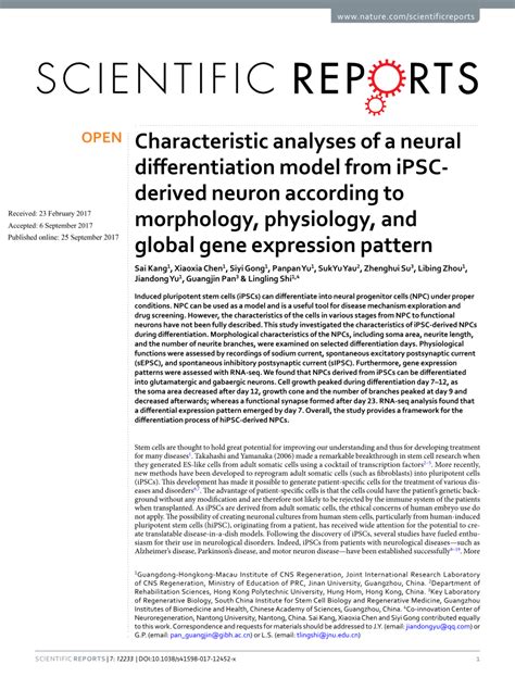 Pdf Characteristic Analyses Of A Neural Differentiation Model From Ipsc Derived Neuron