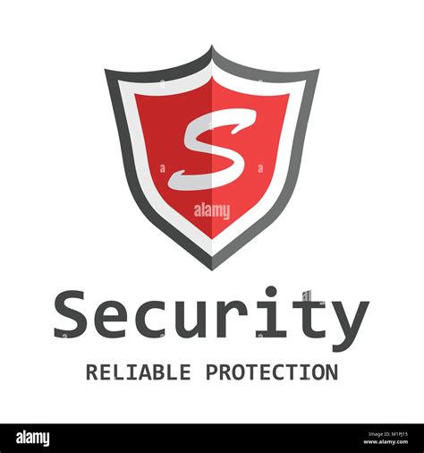 Red Shield Logo Vector Illustration In Flat Style With Word Security Stock Vector Image And Art
