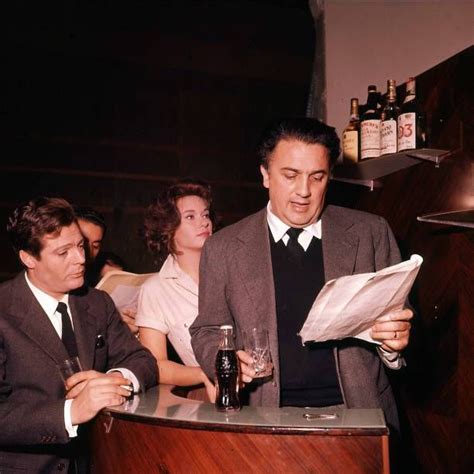 Italian Film Director Federico Fellini Is With Italian Actress Lea Massari And Actor Marcello