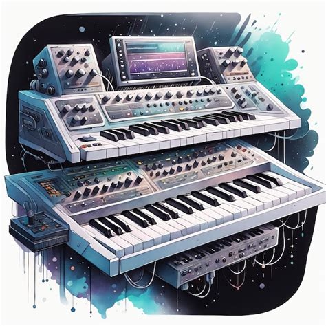 Premium Ai Image Synthesizer And Music Notes Colorfull Ilustration Premium Ai Image Synthesizer And Music Notes Colorfull Ilustration