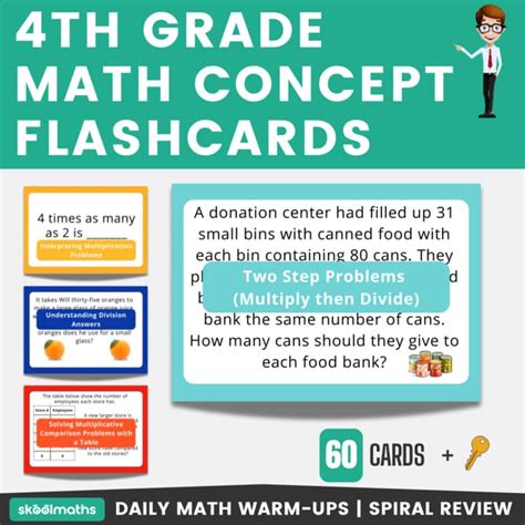 60 4th Grade Math Concept Flashcards Multiplication Fractions