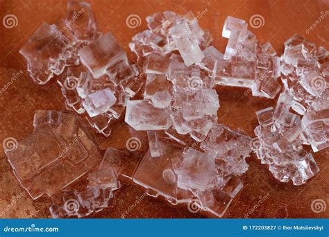 Crystals Of Sodium Borate Under The Microscope Stock Image