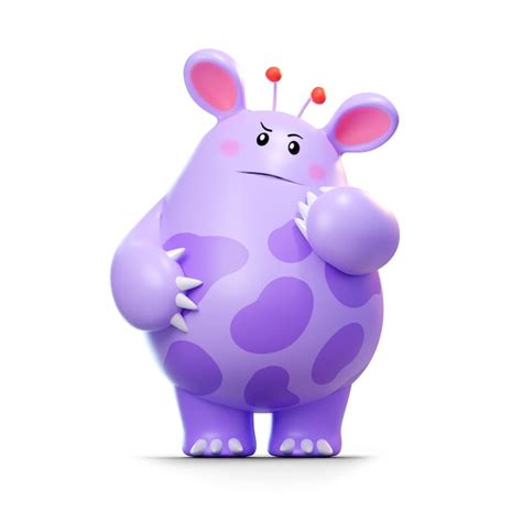 Premium Psd Psd A Violet Cute Alien Character Is Thinking