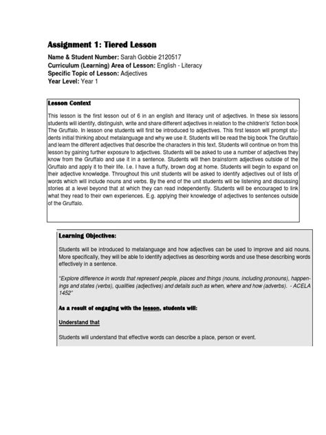 Tiered Lesson Pdf Educational Assessment Cognitive Science