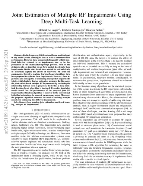 (PDF) Joint Estimation of Multiple RF Impairments Using Deep Multi-Task Learning | Mehmet Ali ...