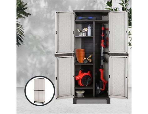 Buy Storage Cabinet Closet 173cm Outdoor Lockable Grey Cupboard Mss