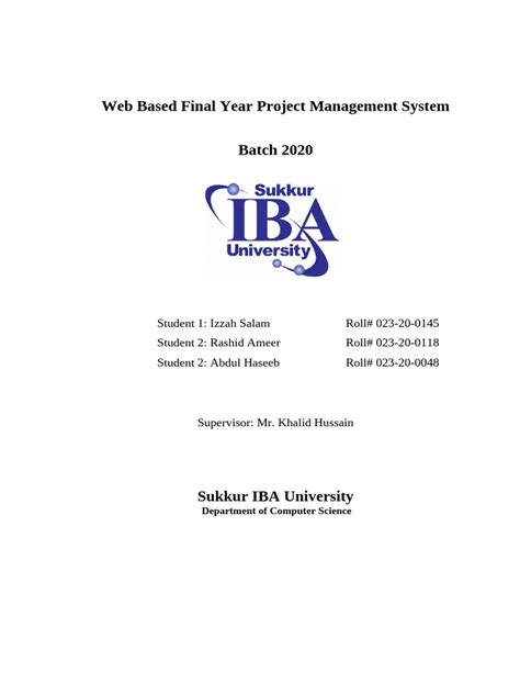 Web Based Final Year Project System Proposal Pdf Html World Wide Web
