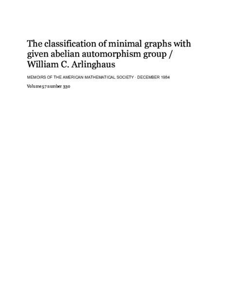 Pdf The Classification Of Minimal Graphs With Given Abelian Automorphism Group