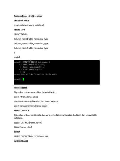 Perintah Dasar Mysql Lengkap Pdf