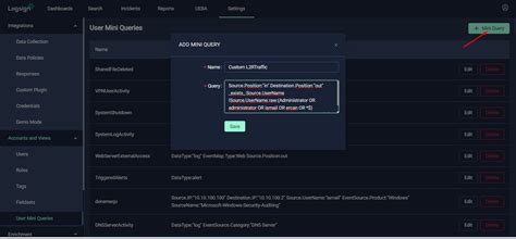 save search results in mini queries logsign support center