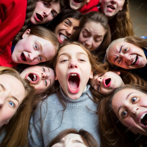 Premium Ai Image A Group Of Girls With Mouth Open With The Word Im