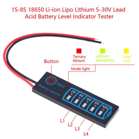 리튬 이온 배터리 레벨 표시기 테스터 Lcd 디스플레이 계량기 모듈 용량 전압 계량기 1s 8s 5 30v 납산 배터리