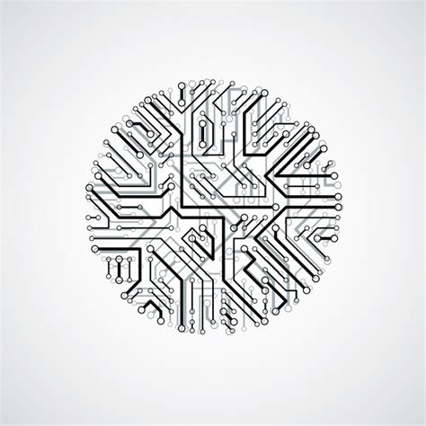 Premium Vector Vector Abstract Technology Illustration With Round Monochrome Circuit Board