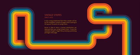 빈티지 레트로 70 년대 화려한 배경 벡터 디자인 줄무늬 기하학적 포스터 레인보우 스타일 0명에 대한 스톡 벡터 아트 및 기타