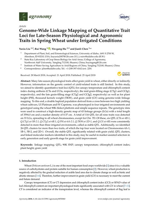Pdf Genome Wide Linkage Mapping Of Quantitative Trait Loci For Late