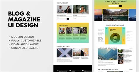 Шаблон пользовательского интерфейса блога журнала Наборы Ux и Ui Включая газета и автор