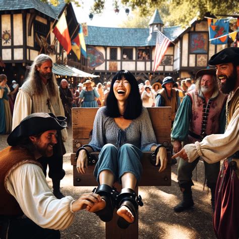 Chinese Girl Tickled In Stocks By Ticklingai On Deviantart