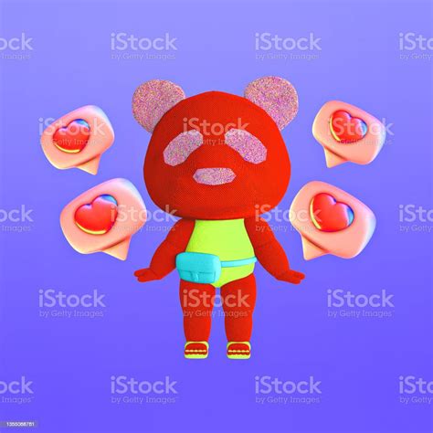 미니멀 한 양식에 일치시키는 콜라주 아트3d 캐릭터 재미있는 곰과 기호처럼 소셜 네트워크 컨셉의 홍보 디자인에 대한 스톡 사진 및 기타 이미지 Istock