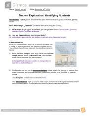 IdentifyingNutrientsGizmoSE.docx - Name: Aaliyah Mitchell Date ...