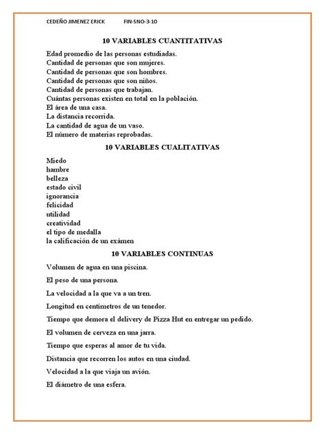 10 Variables Cuantitativas Pdf