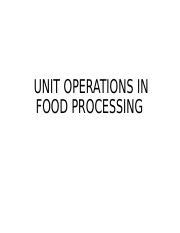 Understanding Unit Operations In Food Processing Course Hero