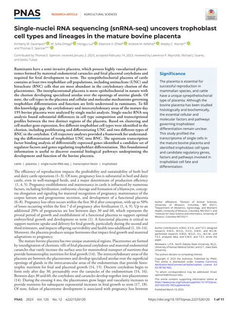 PDF Single Nuclei RNA Sequencing SnRNA Seq Uncovers Trophoblast Cell Types And Lineages In