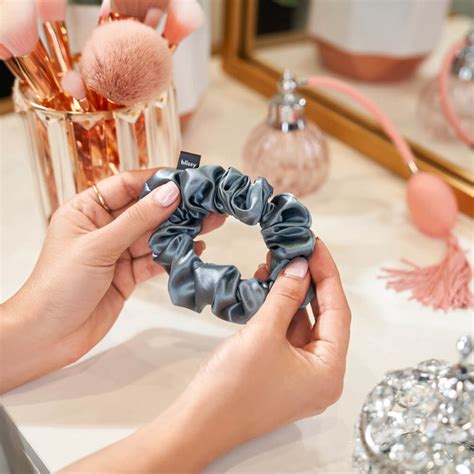 Blissy 100 Silk Scrunchies Ash Blue 100 Mulberry Silk