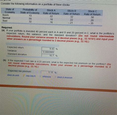 solved the expected return and the expected risk premium are