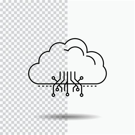 Cloud Computing Data Hosting Network Line Icon On Transparent Background Black Icon Vector