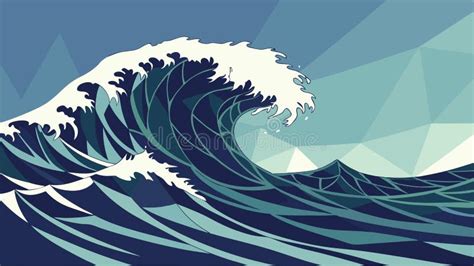 Giant Ocean Wave Crashing Powerful Sea Motion Vector Design Generative Ai Stock Vector