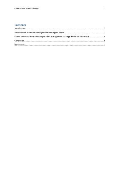 Nestle S Global Operation Management Strategy Analysis