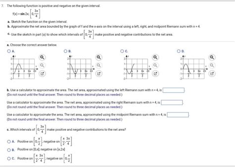 Solved 7 The Following Function Is Positive And Negative On