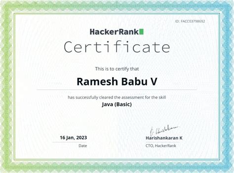 Ramesh Babu V On Linkedin Hackerrank Java