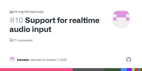 Support For Realtime Audio Input · Issue 10 · Ggml Orgwhispercpp · Github