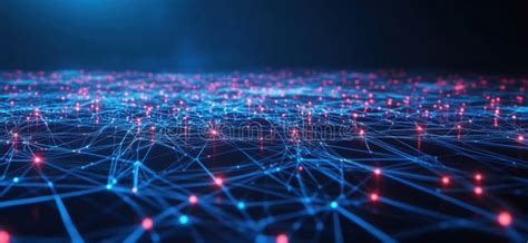 Digital Network Visualization With Glowing Nodes And Connections