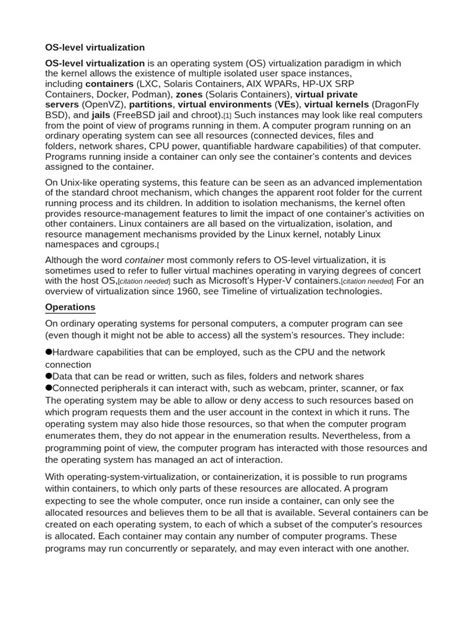Os Level Virtualization Pdf Virtualization Computing