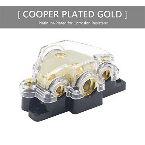 Getuscart Rkurck 3 Way Power Distribution Block 0 2 4 Awg Gauge In 4 8 Gauge Out Car Audio