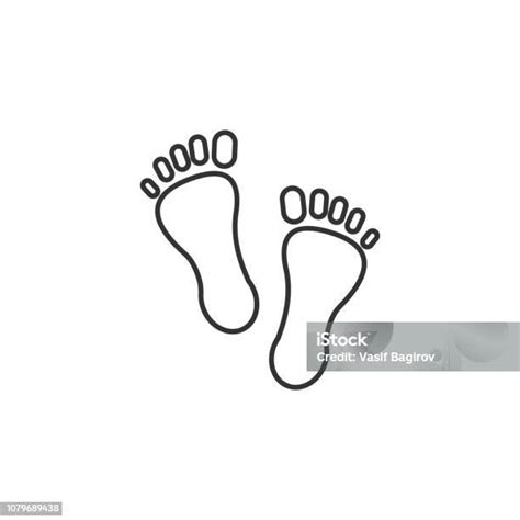 발 발자취 라인 아이콘입니다 모바일 응용 프로그램 웹 사이트 또는 데스크톱 응용 프로그램에 대 한 간단 하 고 현대 평면 벡터 일러스트 레이 션 다리 신체 부분에 대한 스톡