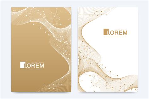 안내 책자 전단지 전단지 커버 카탈로그 잡지 배너 또는 연례 보고서에 대 한 최신 벡터 템플릿 A4 크기입니다 골든 동적 파도