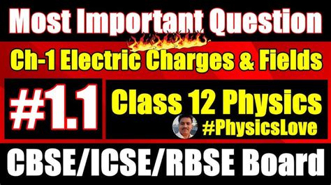 Important Questions For Class 12 Physics Chapter 1