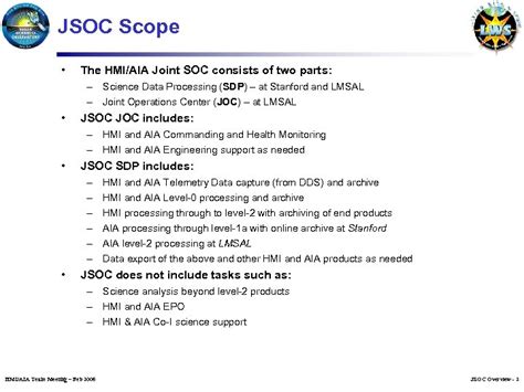 JSOC Overview 1 JSOC Summary Phil Scherrer Pipeline