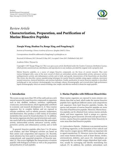 Pdf Characterization Preparation And Purification Of Marine