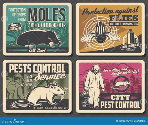 Rodents Extermination Insects Pest Control Poster Stock Vector