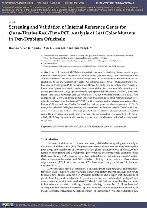 Pdf Screening And Validation Of Internal Reference Genes For Quan Titative Real Time Pcr