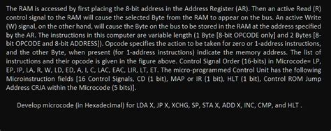 solved assignment 4 a cpu with a single 8 bit wide bus 8